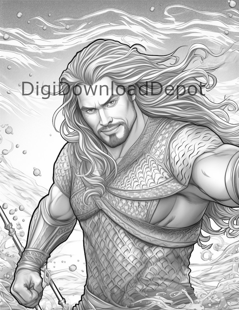 Mermen Coloring Pages, Sexy Mermen, Mermen, Merman - Etsy