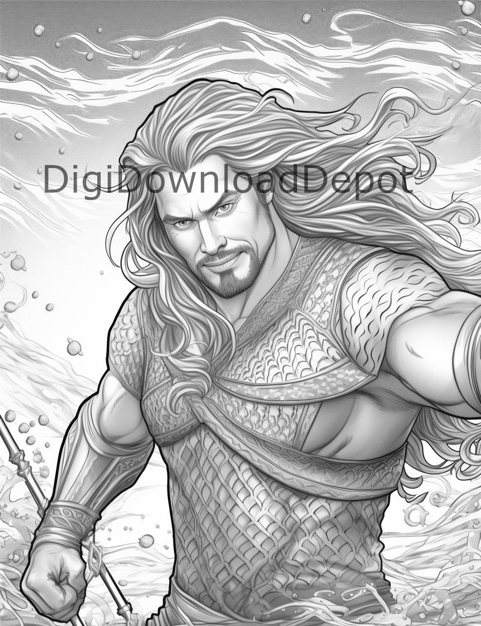 Mermen Coloring Pages, Sexy Mermen, Mermen, Merman - Etsy