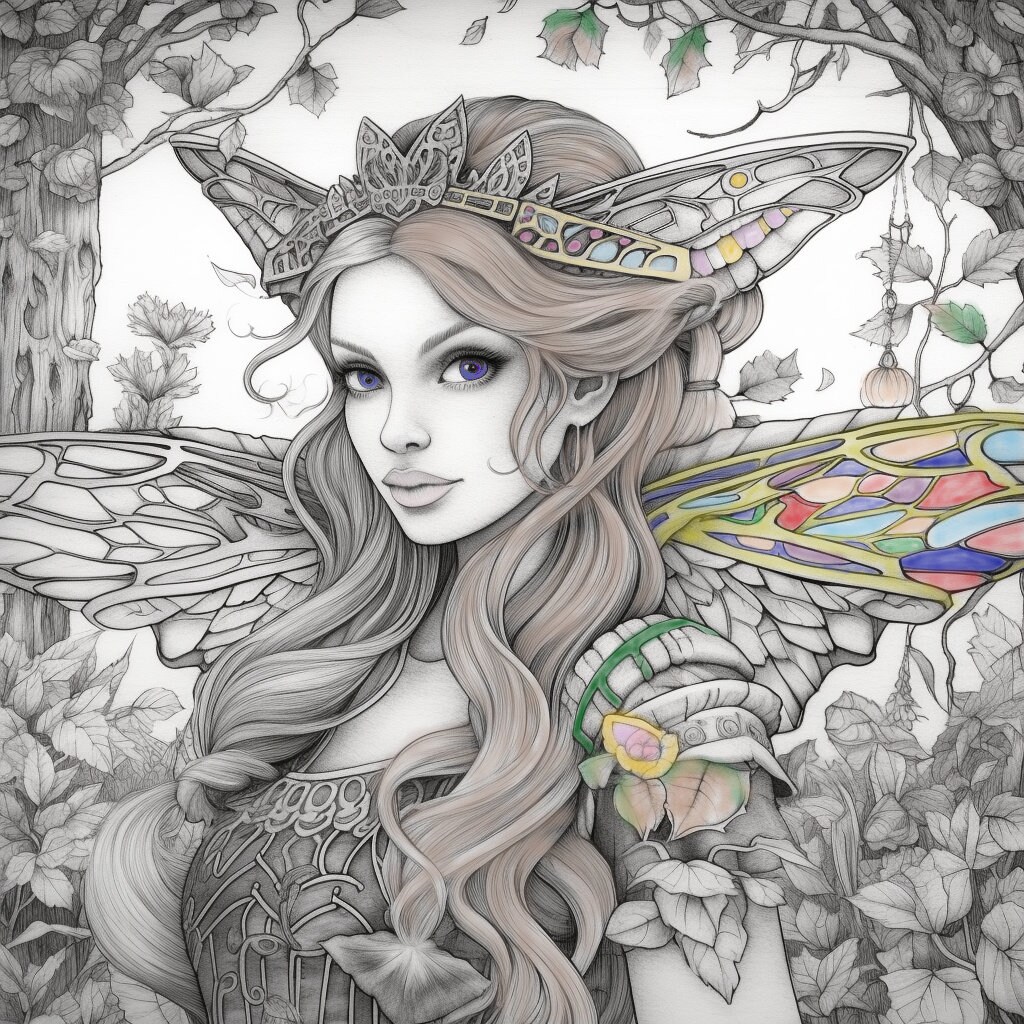 Fairy Coloring Page Adult Coloring Book Teens Fun Etsy Fairy Coloring Page Adult Coloring Book Teens Fun Etsy