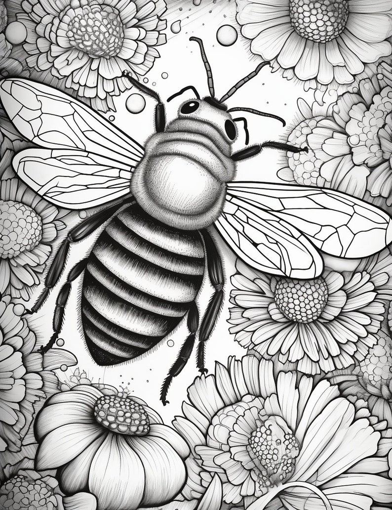 Butterflies and Bees Coloring Pages, Coloring Book, Butterflies, Bees ...