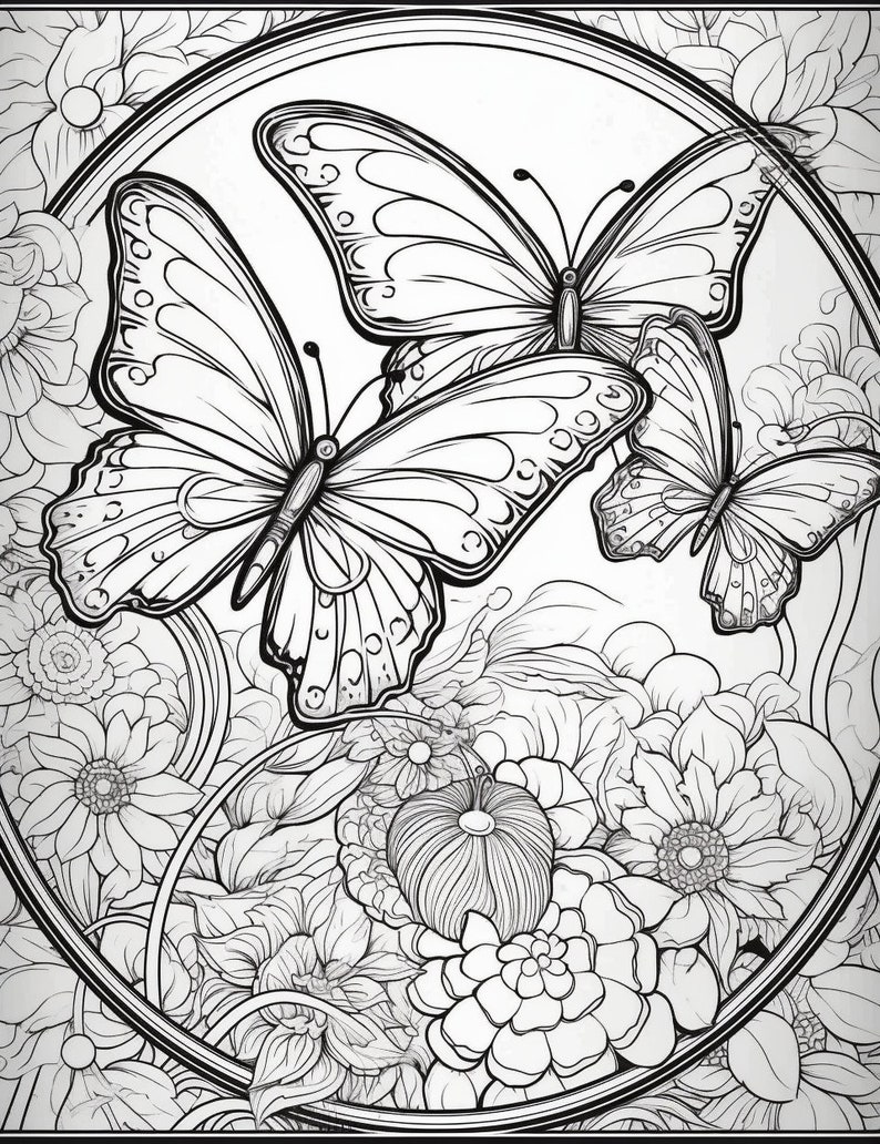 Butterflies and Bees Coloring Pages, Coloring Book, Butterflies, Bees ...