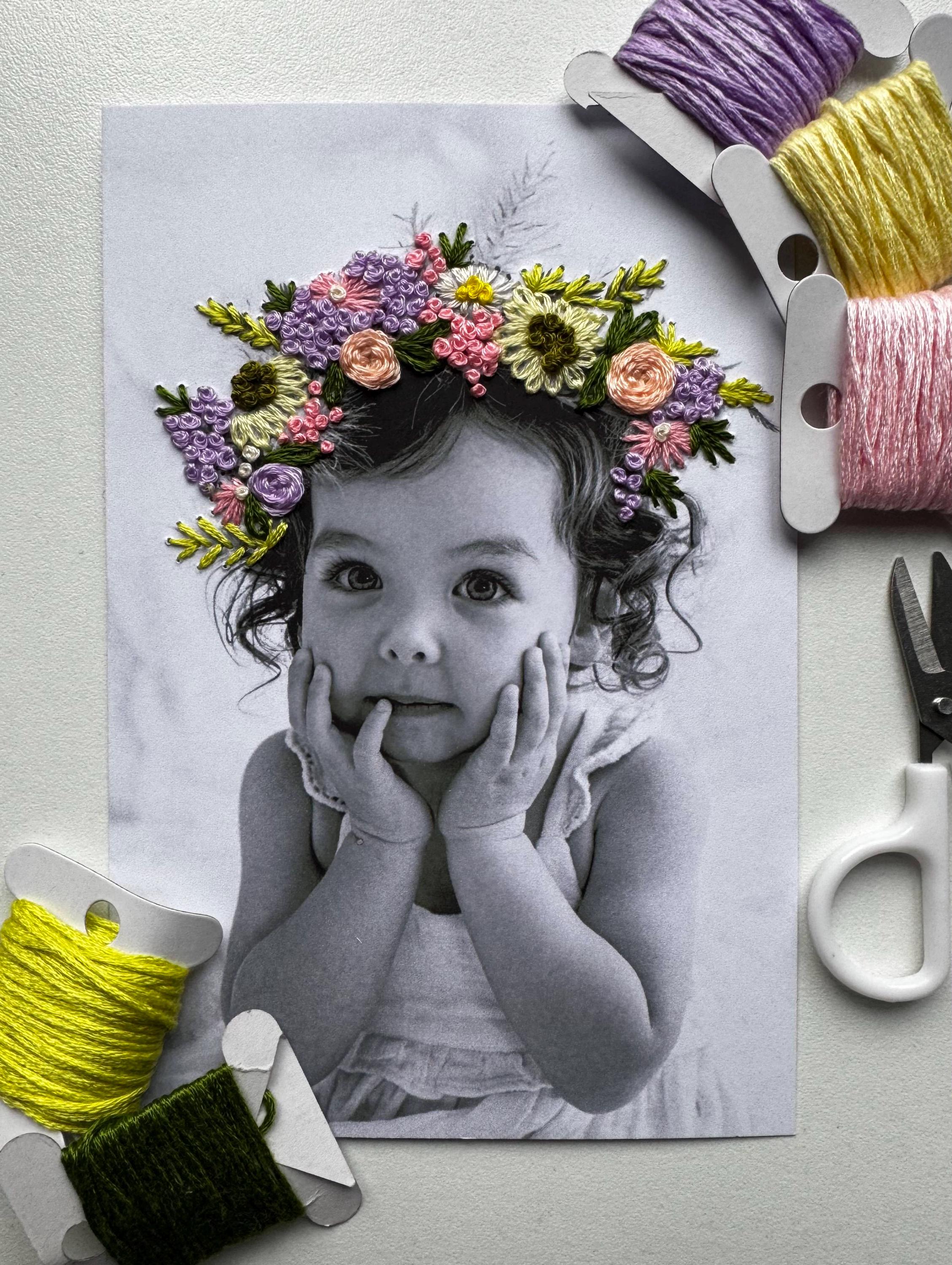 Custom Baby Embroidered Photo – Personalised Newborn Gift, Handmade ...