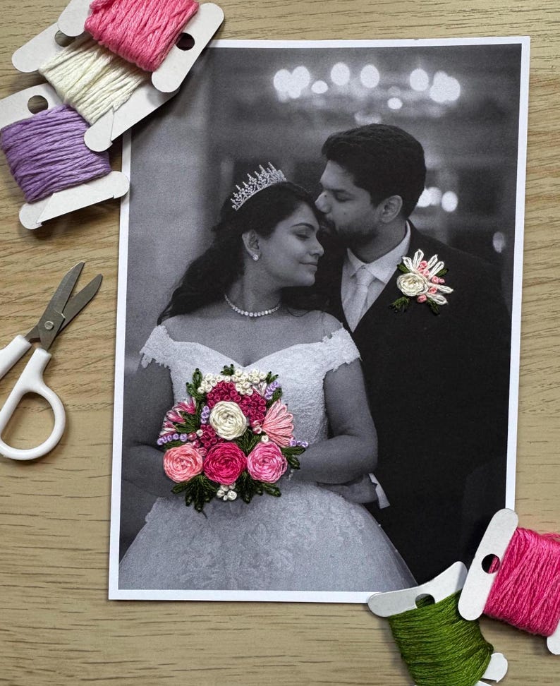 Custom Wedding Embroidered Photo – Personalised Gift for Couples ...
