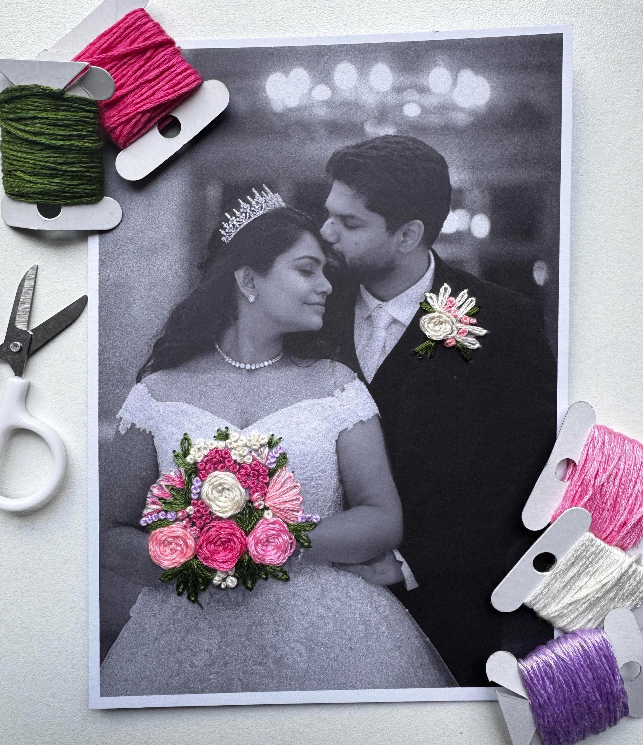 Custom Wedding Embroidered Photo – Personalised Gift for Couples ...