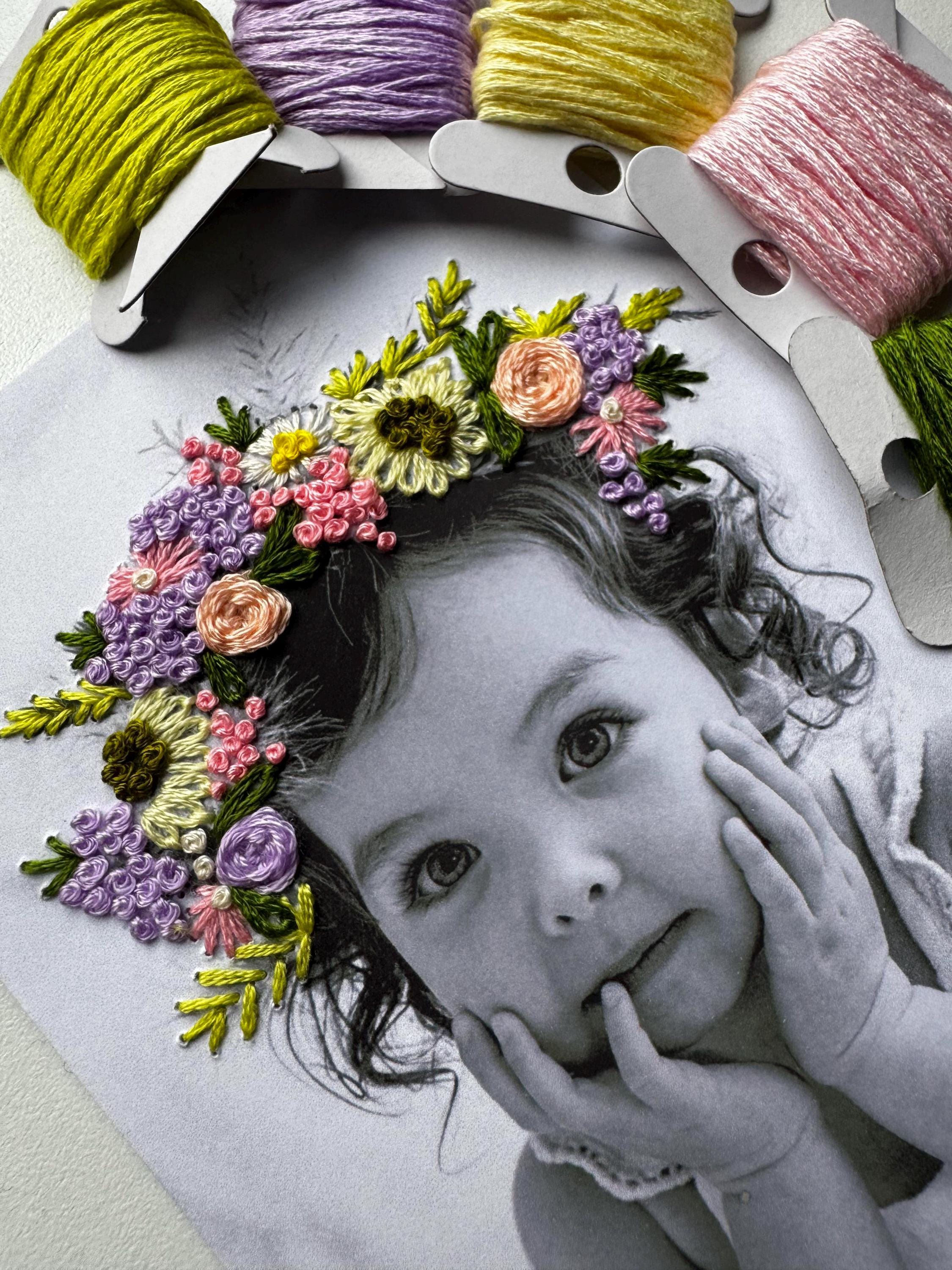 Custom Baby Embroidered Photo – Personalised Newborn Gift, Handmade ...
