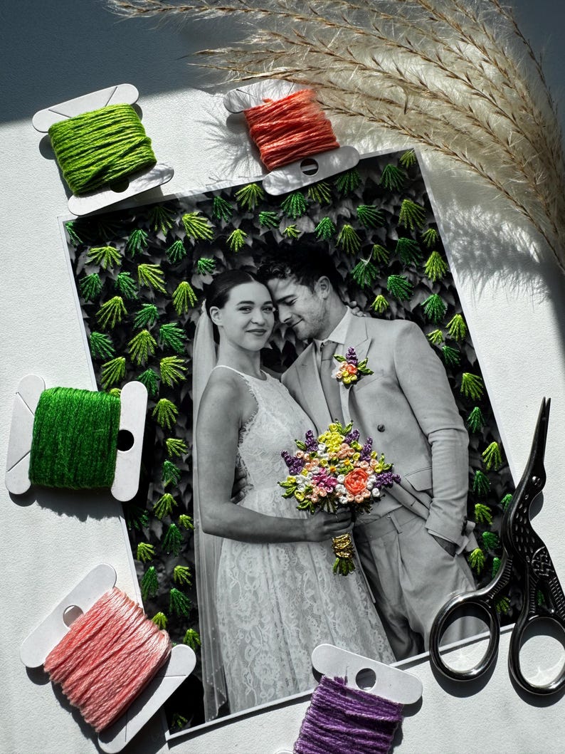Custom Embroidered Wedding Photo – Celebrate Your Love Story - Etsy