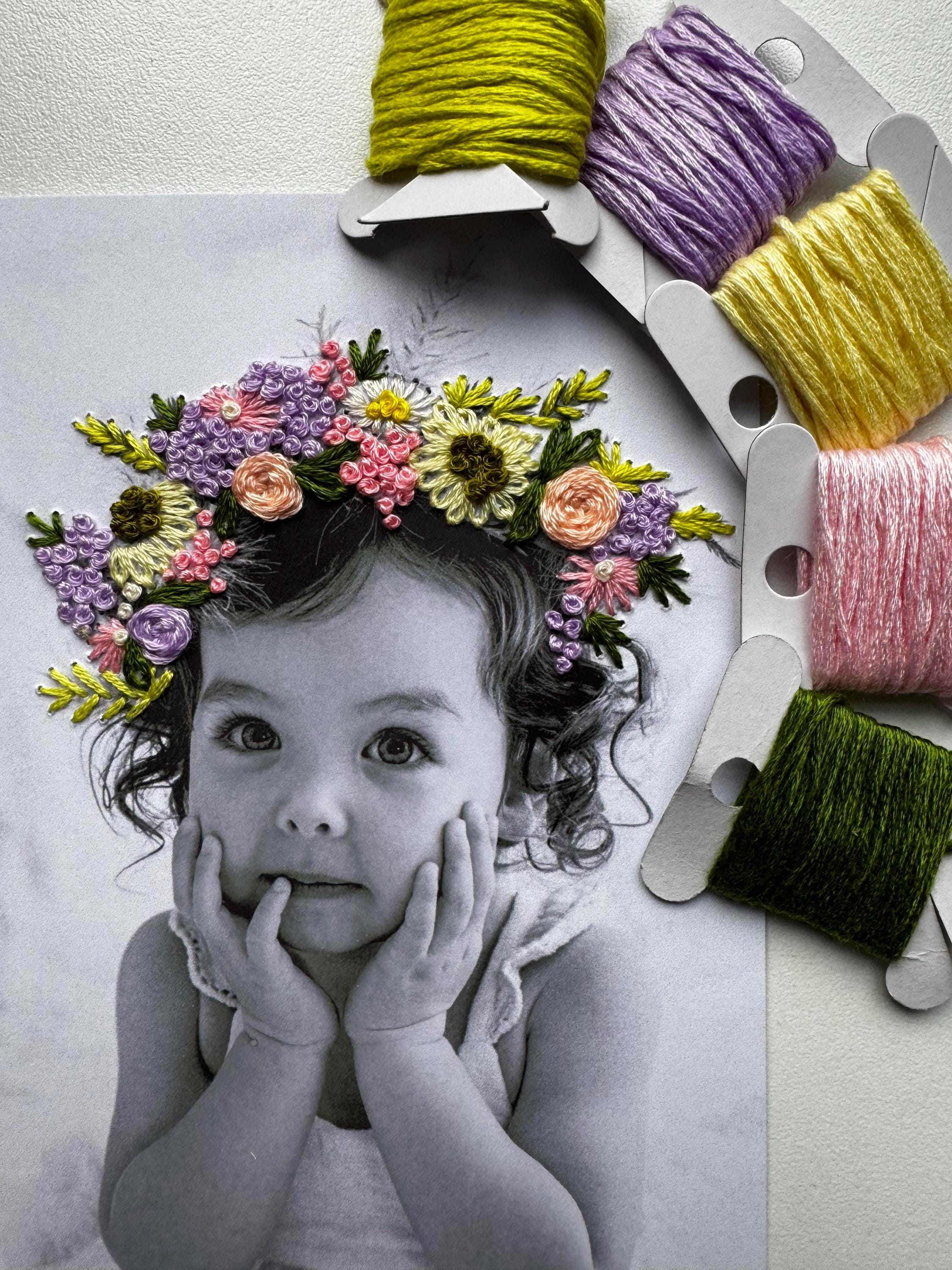 Custom Baby Embroidered Photo – Personalised Newborn Gift, Handmade ...