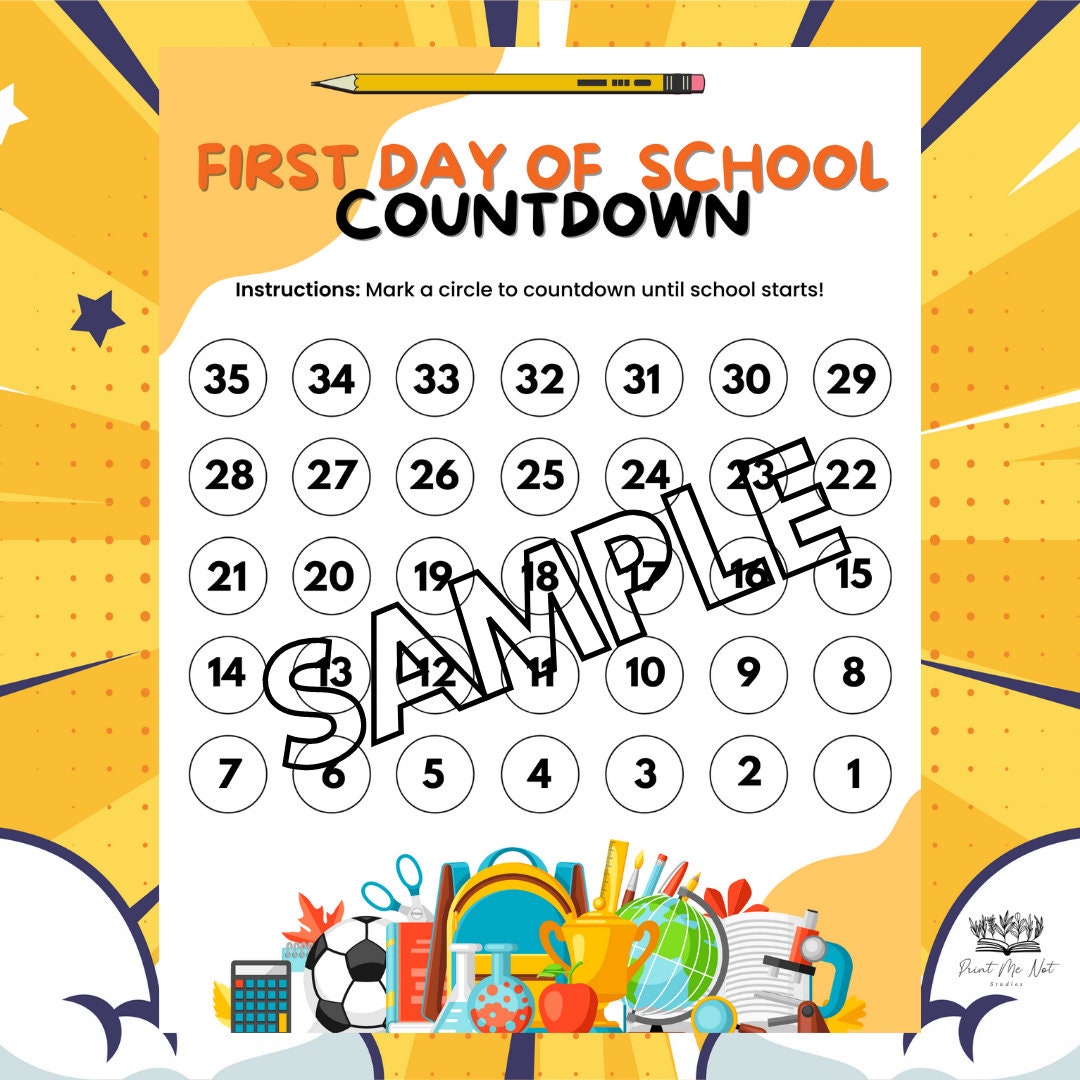 First Day of School Countdown for Kids - Etsy
