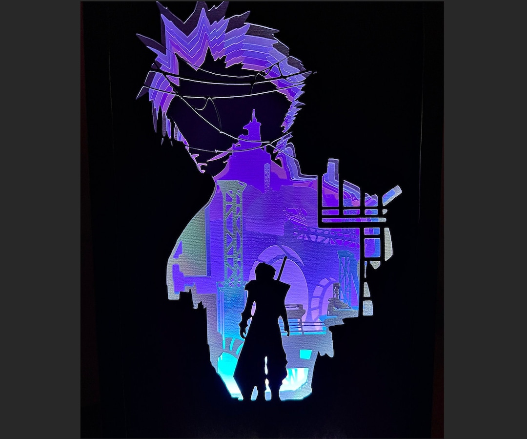 Final Fantasy 7 Cloud Light Box Scene - SVG / Cut Files - Etsy