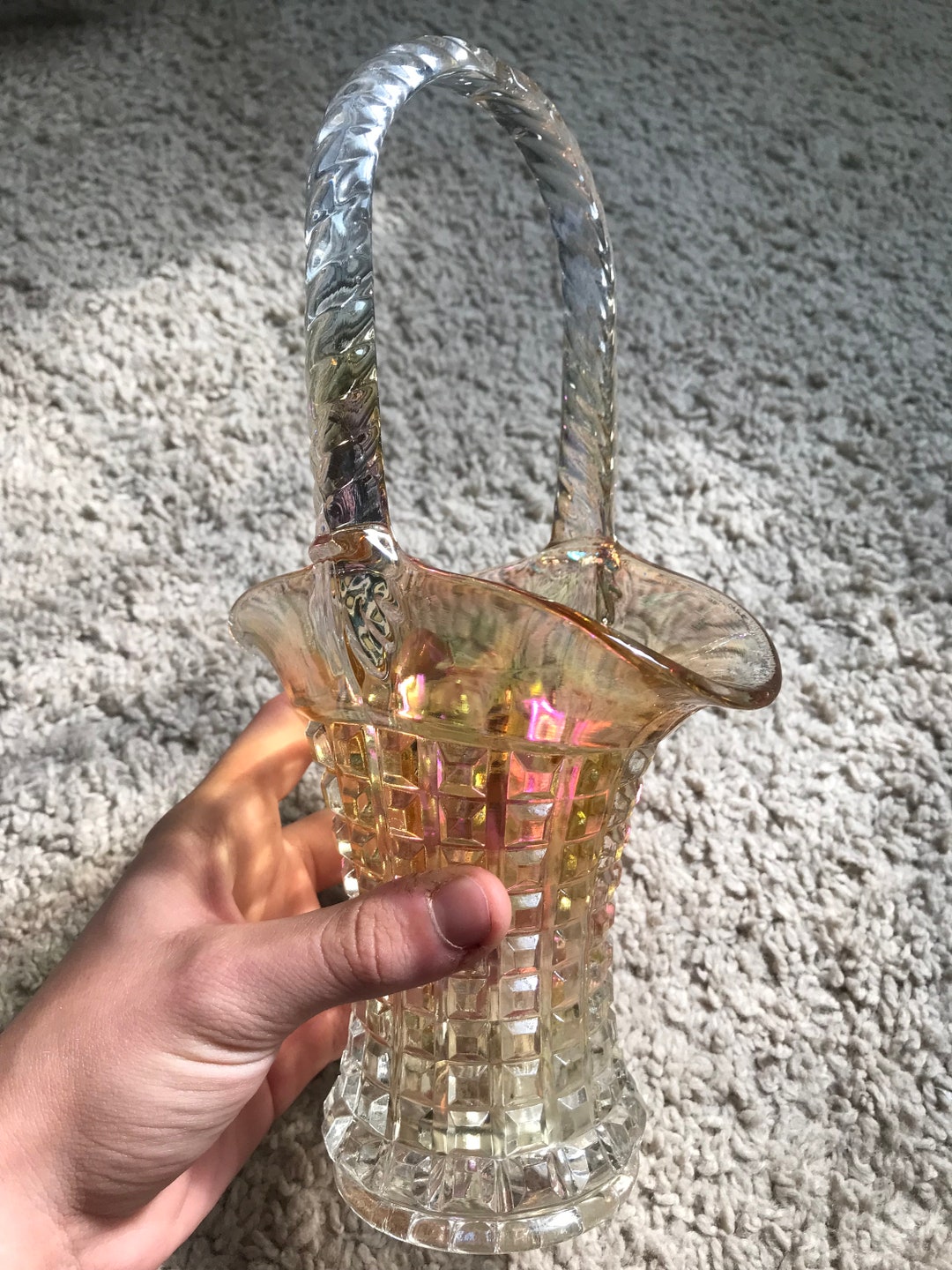 Depression Glass Basket Centerpiece - Etsy