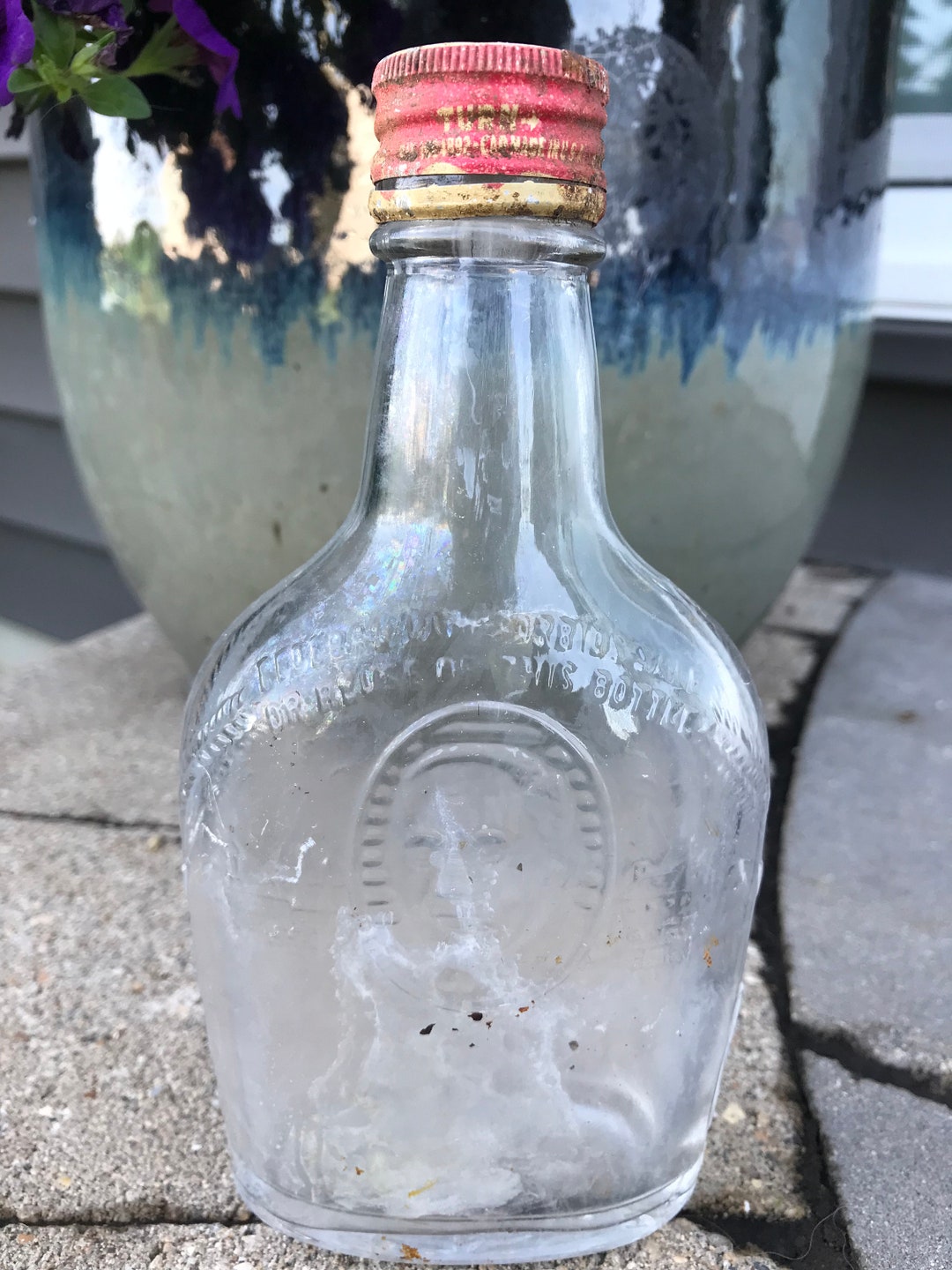 1930s Vintage Rare Harry E. Wilken Jr. Clear Glass Whiskey Bottle With ...