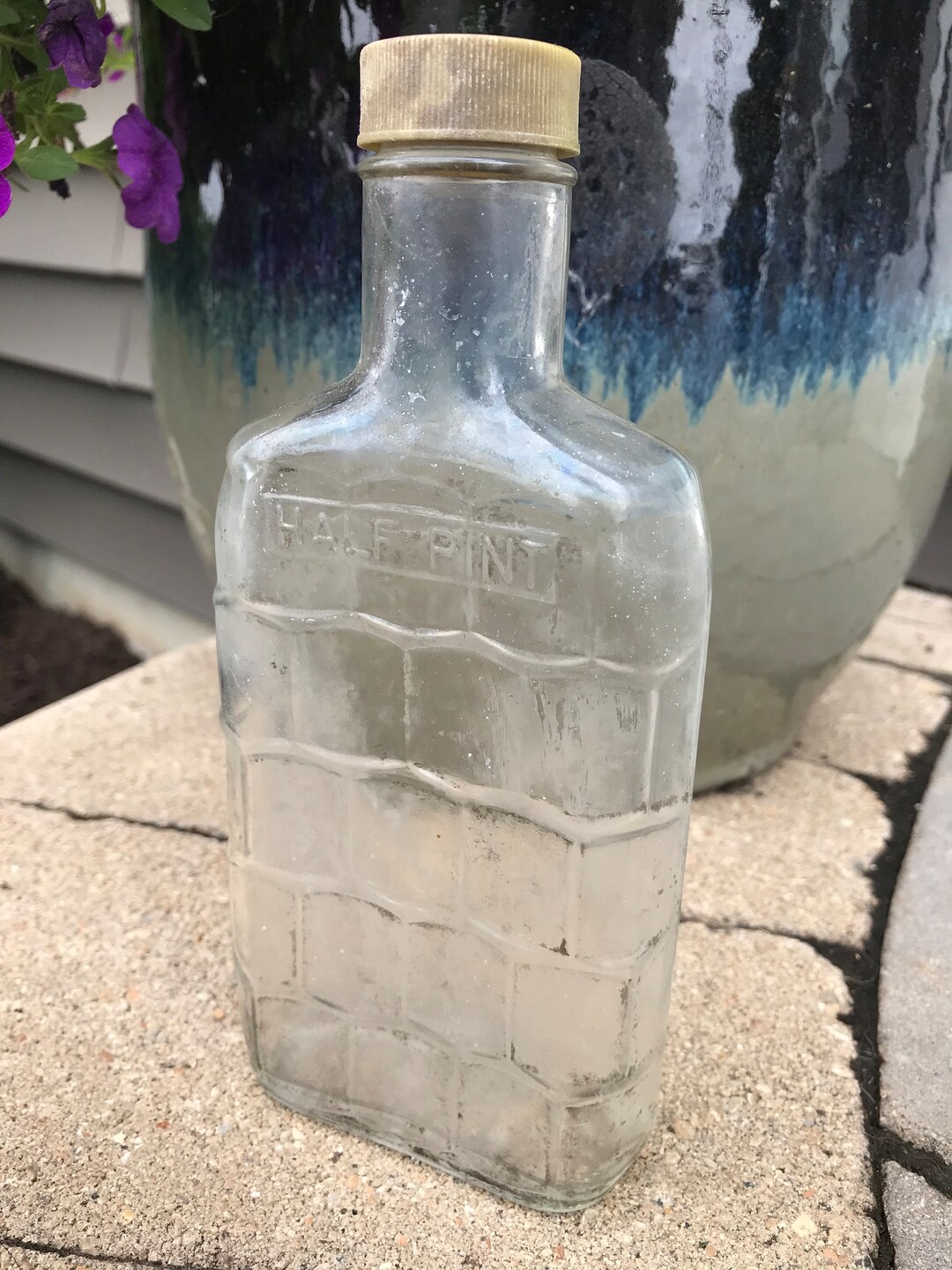 1940s Embossed Half Pint Liquor Bottle - Etsy
