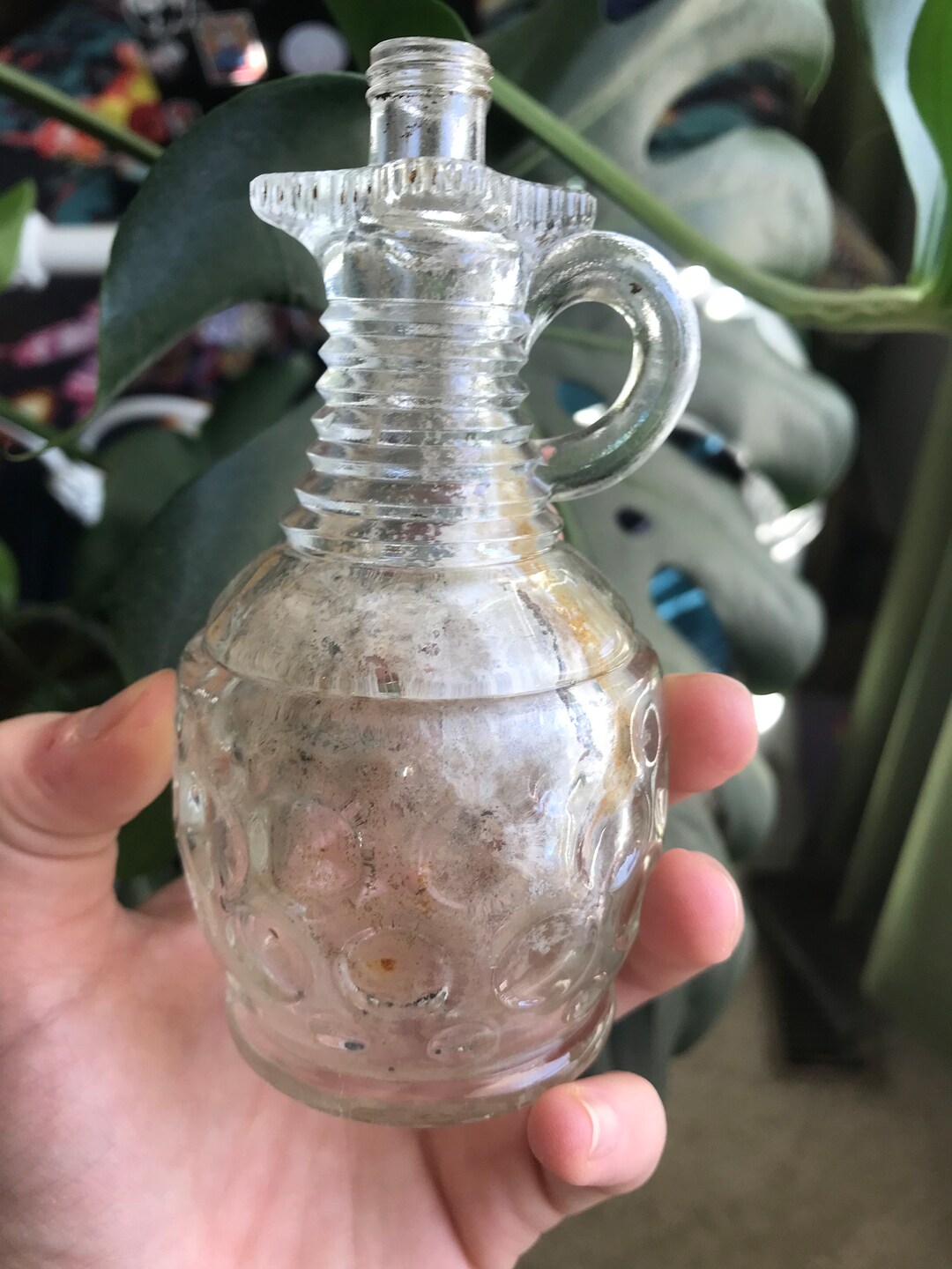 Vintage Clear Glass Dimpled Bottle - Etsy
