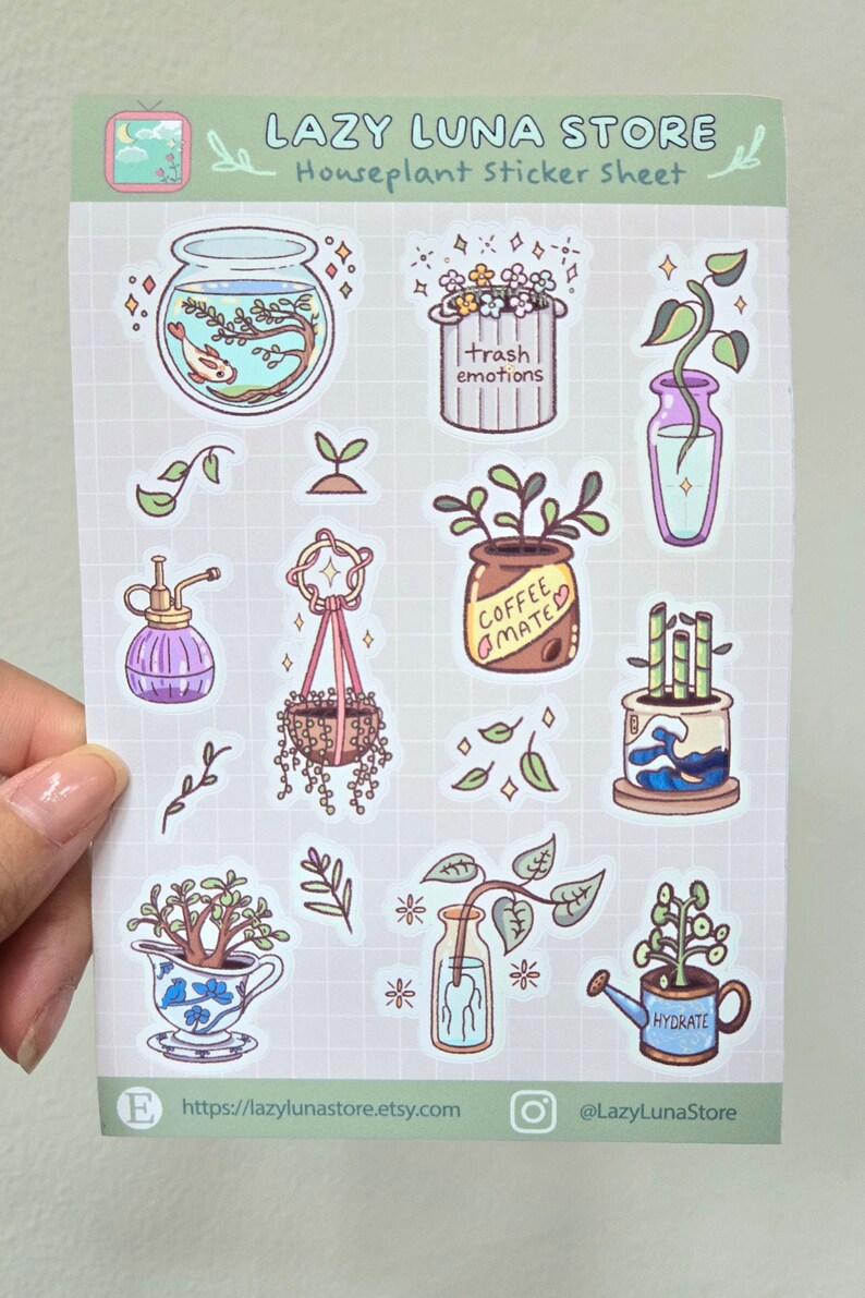 Houseplant Sticker Sheet #1 - Etsy