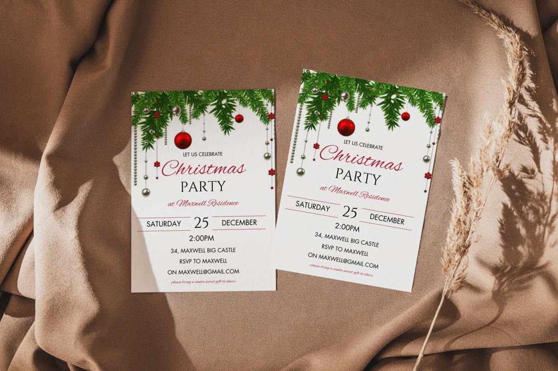 Editable Christmas Party Invitation Christmas Party - Etsy