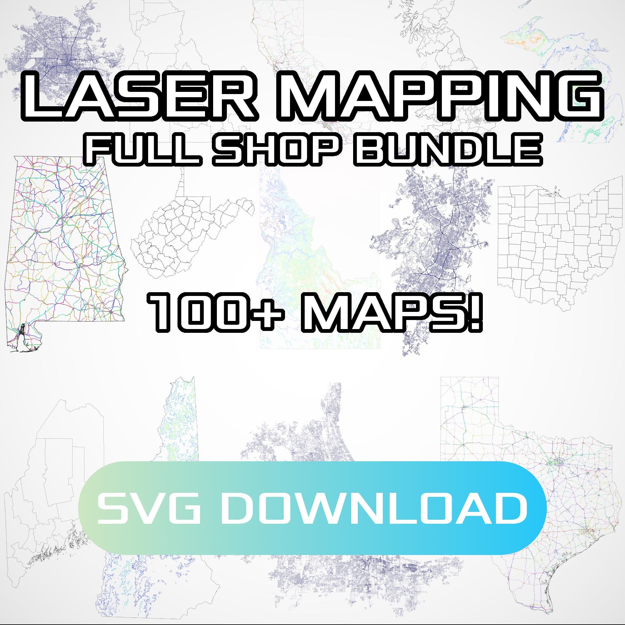 Laser Mapping Full Shop Bundle | SVG Library | Laser Cut Files - Etsy
