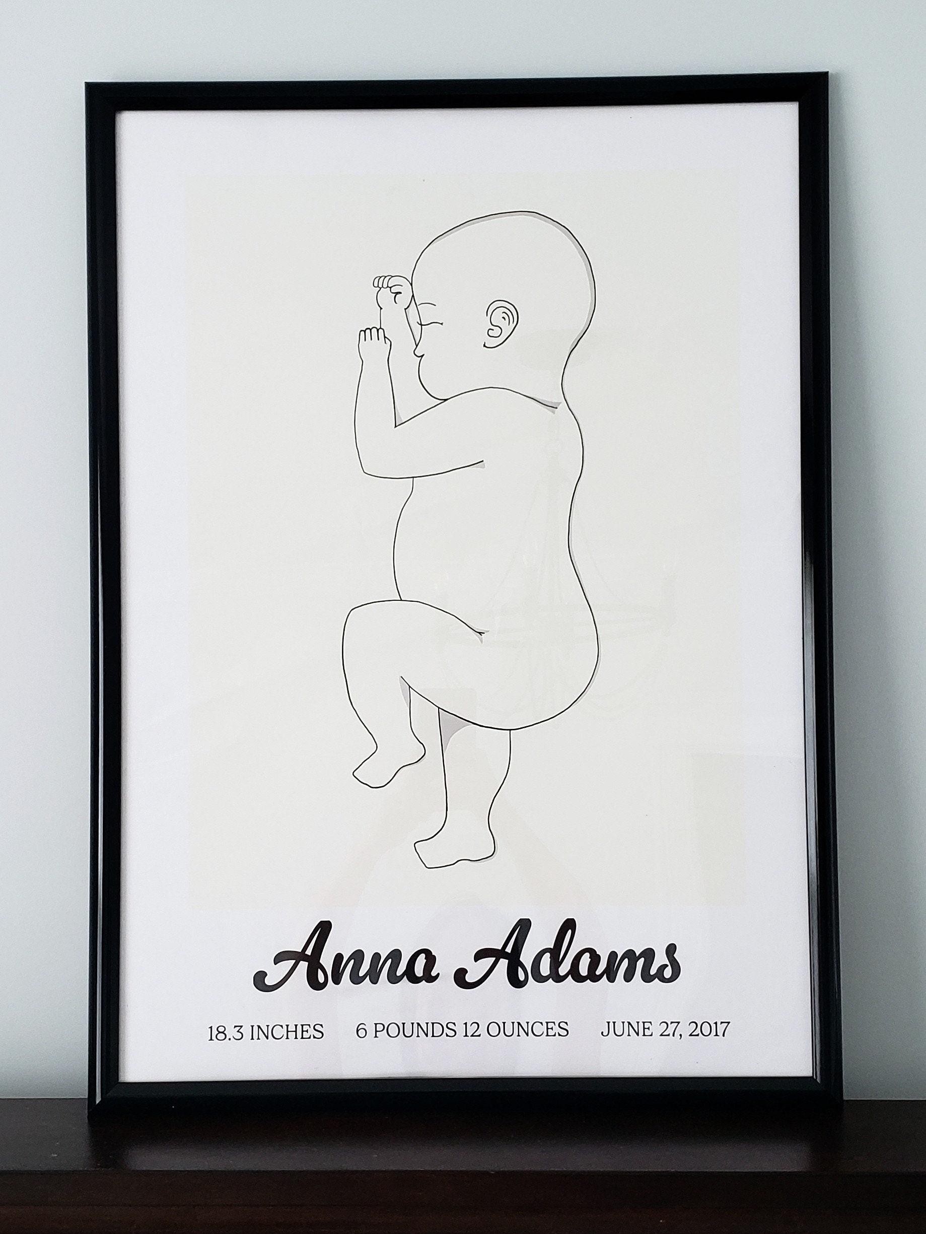 Baby Birth Poster Scale 1:1 Custom Baby Gift for Mom Birth Print Wall ...