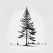 Simplistic Fir Tree Sketch Art | Landscape Monochome Drawing Wall Art ...