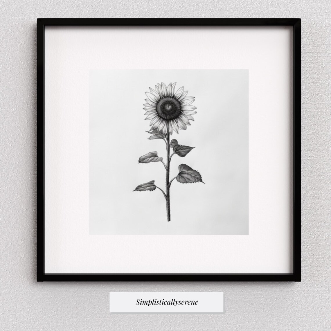 Simplistic Sunflower Sketch Art | Minimalist Floral Drawing | Wall Art ...