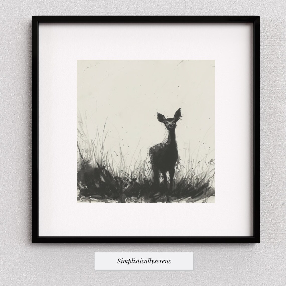 Simplistic Doe Sketch Art | Minimalist Animal Drawing | Wall Art ...