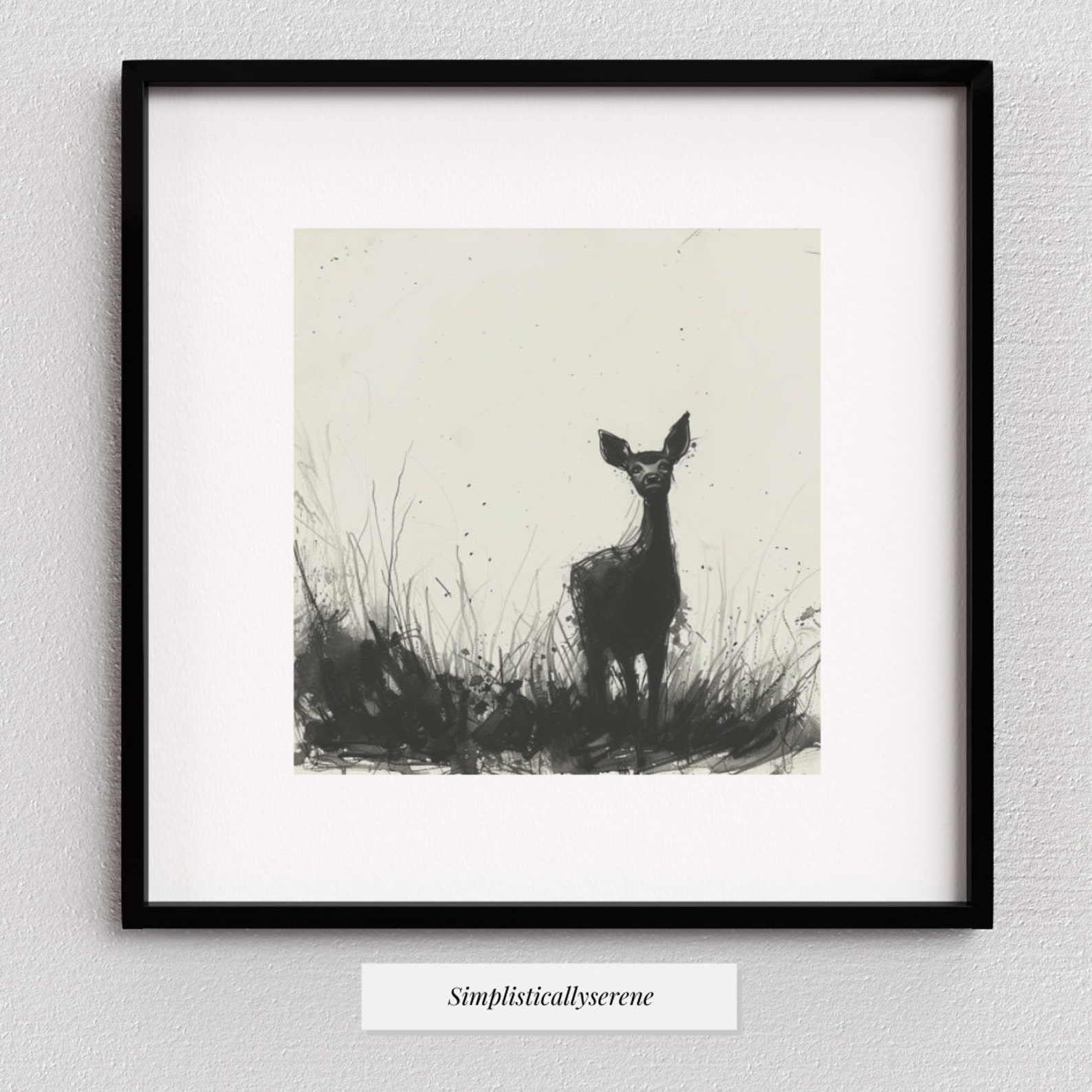 Simplistic Doe Sketch Art | Minimalist Animal Drawing | Wall Art ...