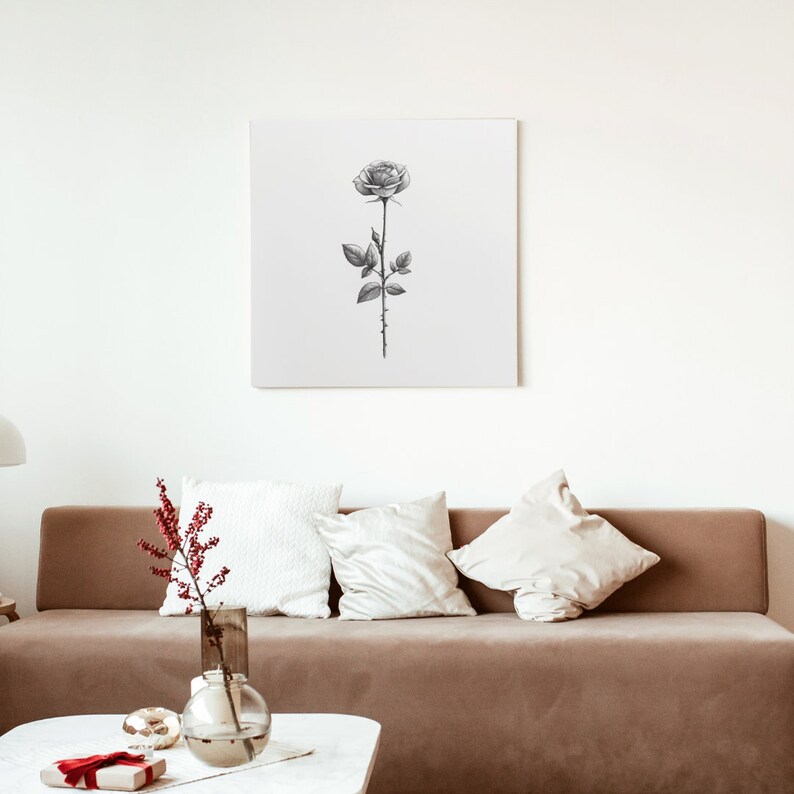 Simplistic Rose Sketch Art | Minimalist Floral Drawing | Wall Art ...