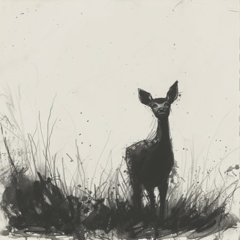 Simplistic Doe Sketch Art | Minimalist Animal Drawing | Wall Art ...