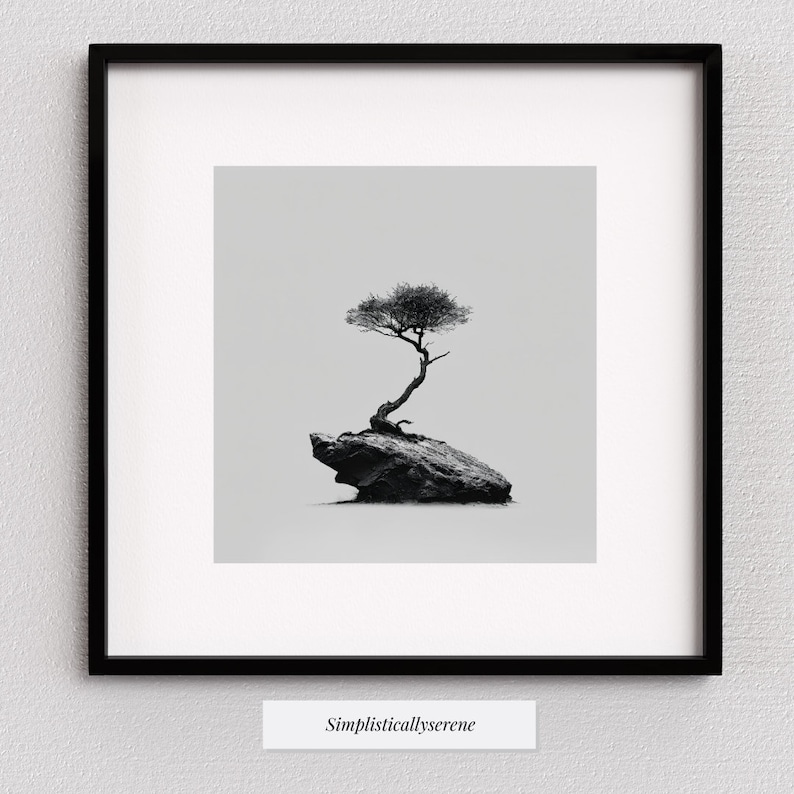 Simplistic Bonsai Tree Sketch Art | Minimalist Botanical Drawing | Wall ...