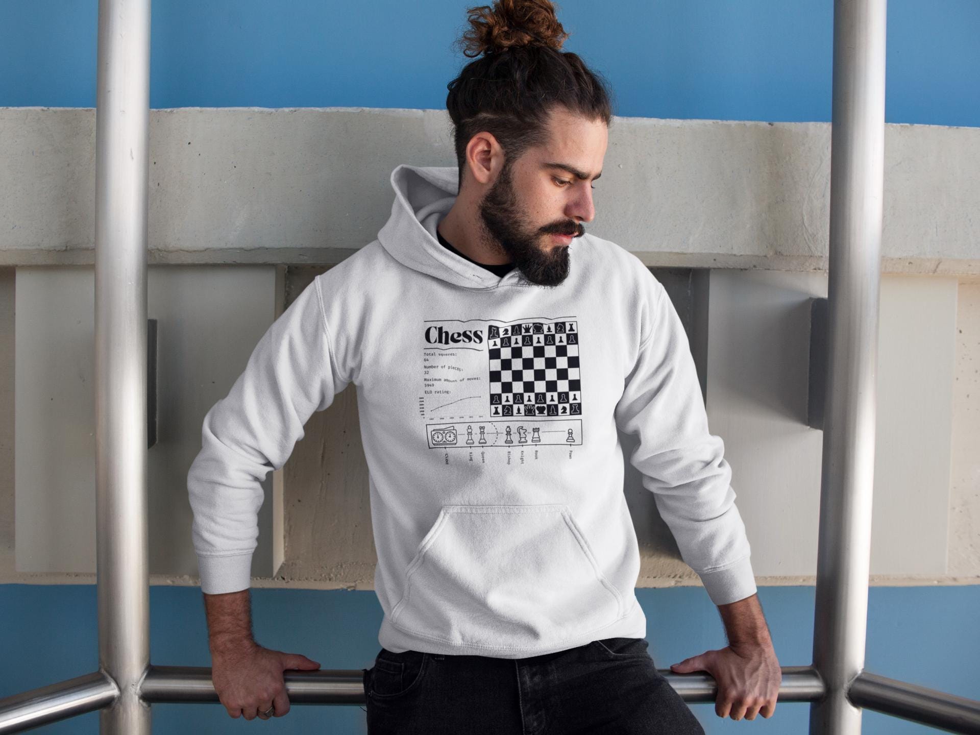 Unisex Chess Hoodie • Retro Chess Schematic • Retro Chess Sweatshirt ...