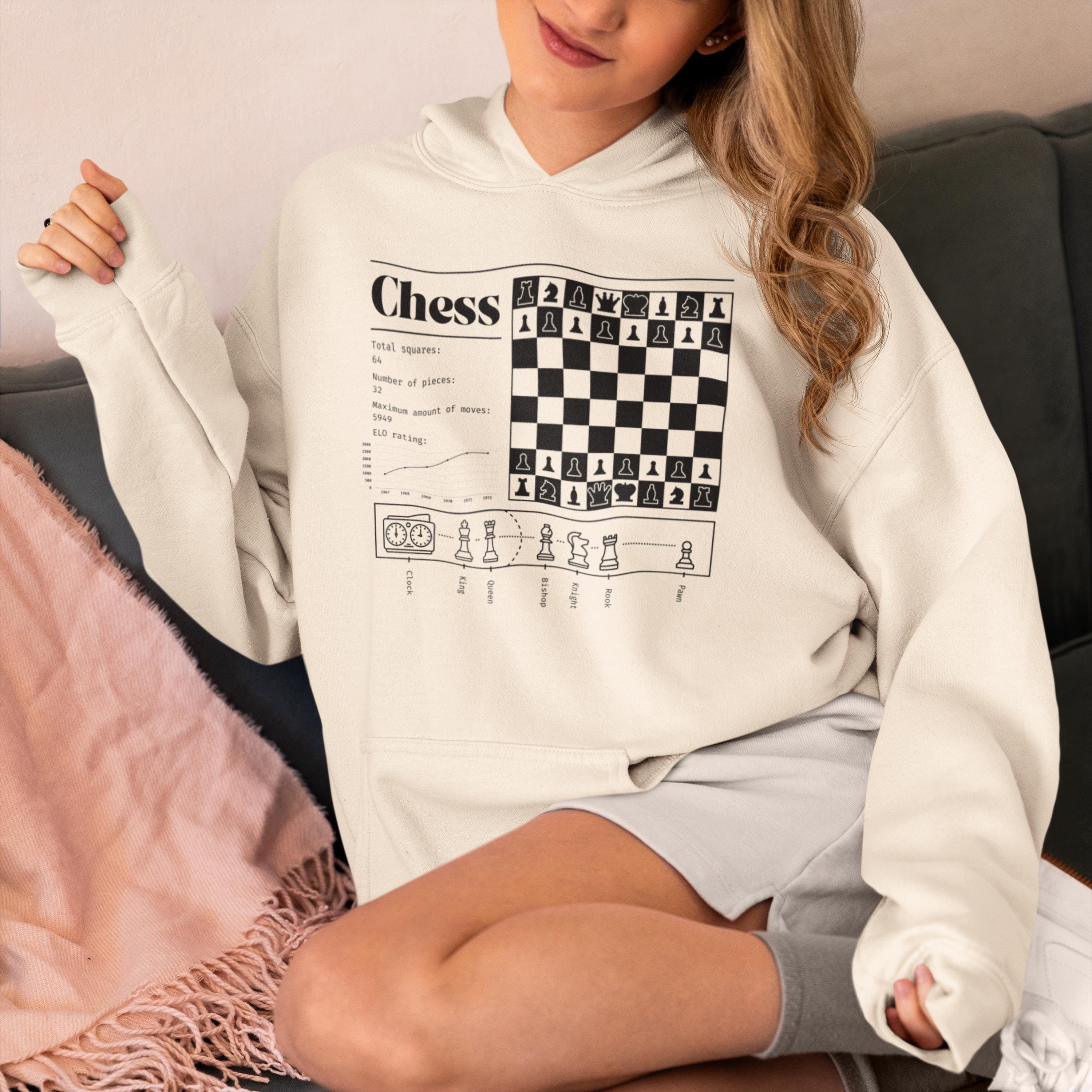 Unisex Chess Hoodie • Retro Chess Schematic • Retro Chess Sweatshirt ...