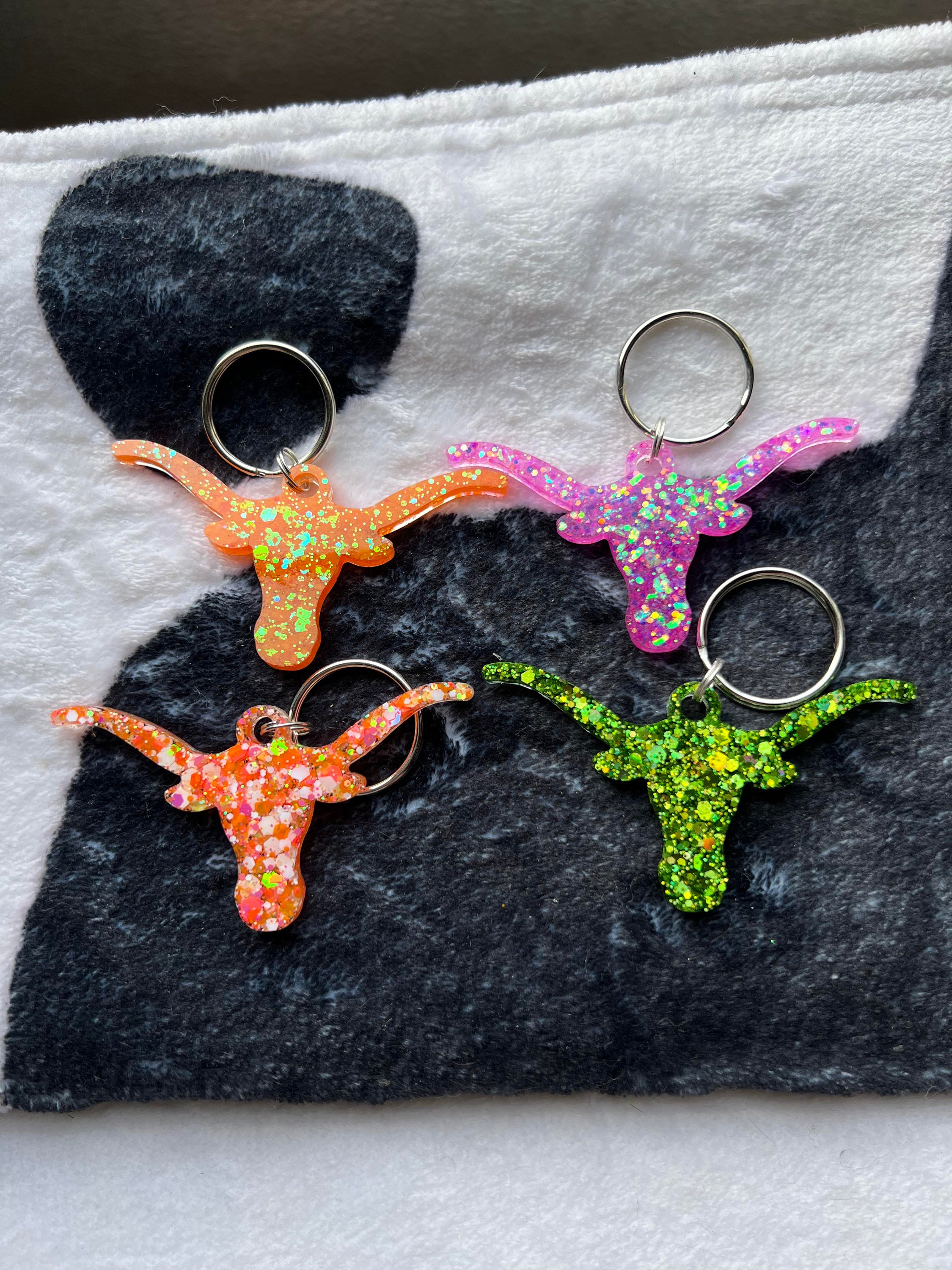 Longhorn Keychain-chunky Glitter - Etsy