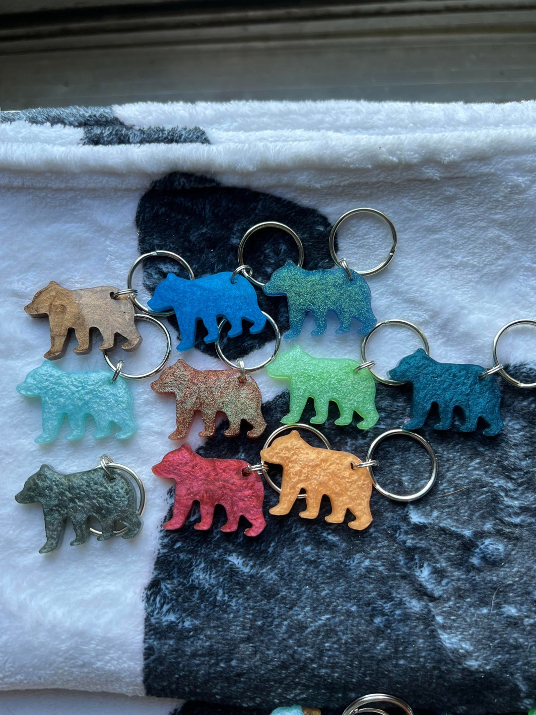 Mini Bear Keychain-mica Powder - Etsy