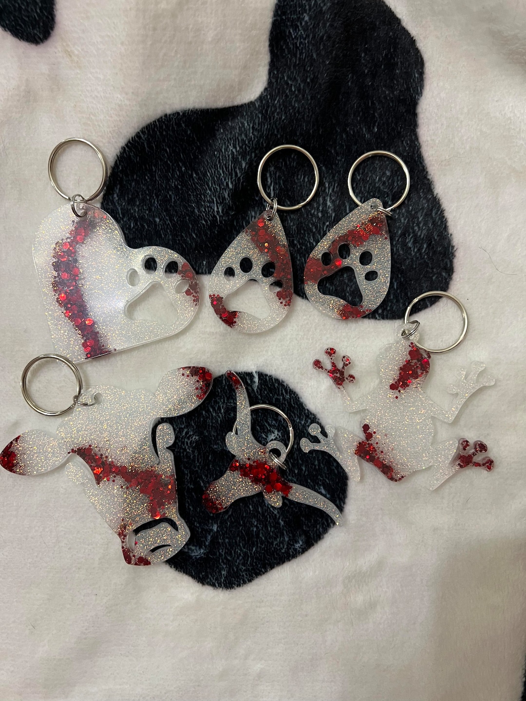 Red & White Assorted Keychains - Etsy