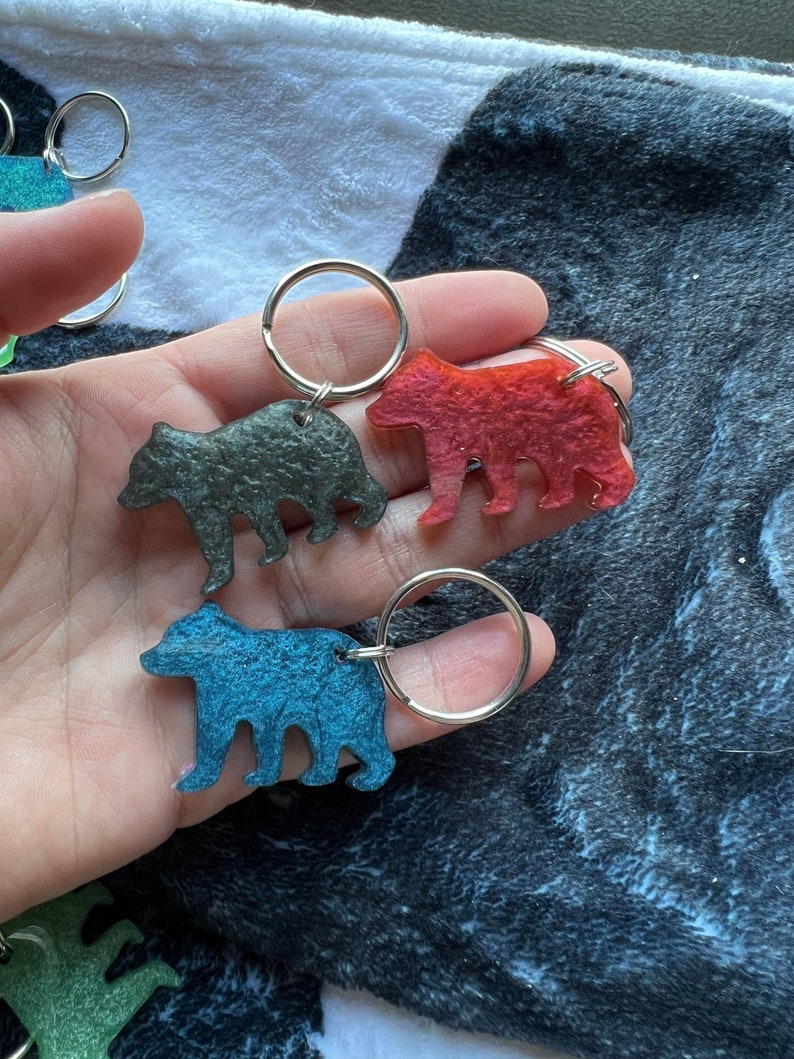 Mini Bear Keychain-mica Powder - Etsy
