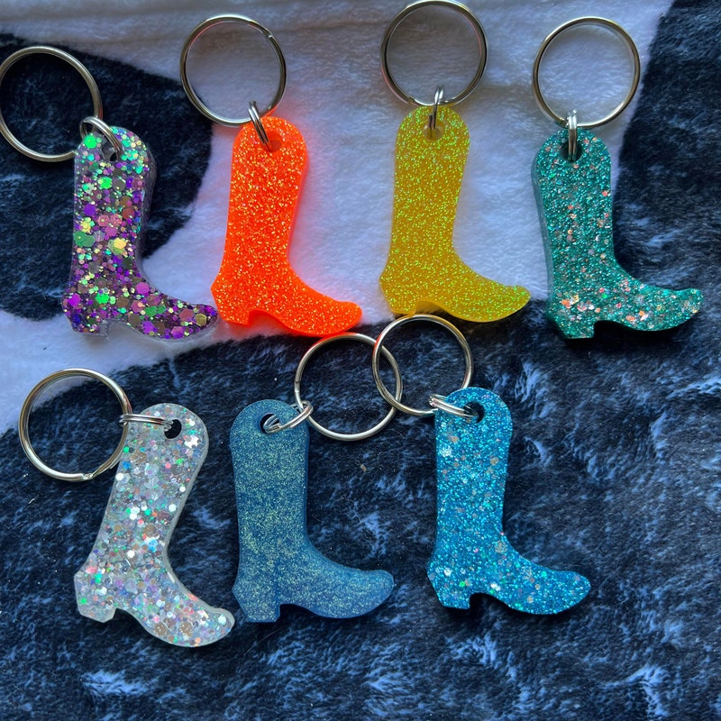 Cowgirl Boot Keychain - Etsy