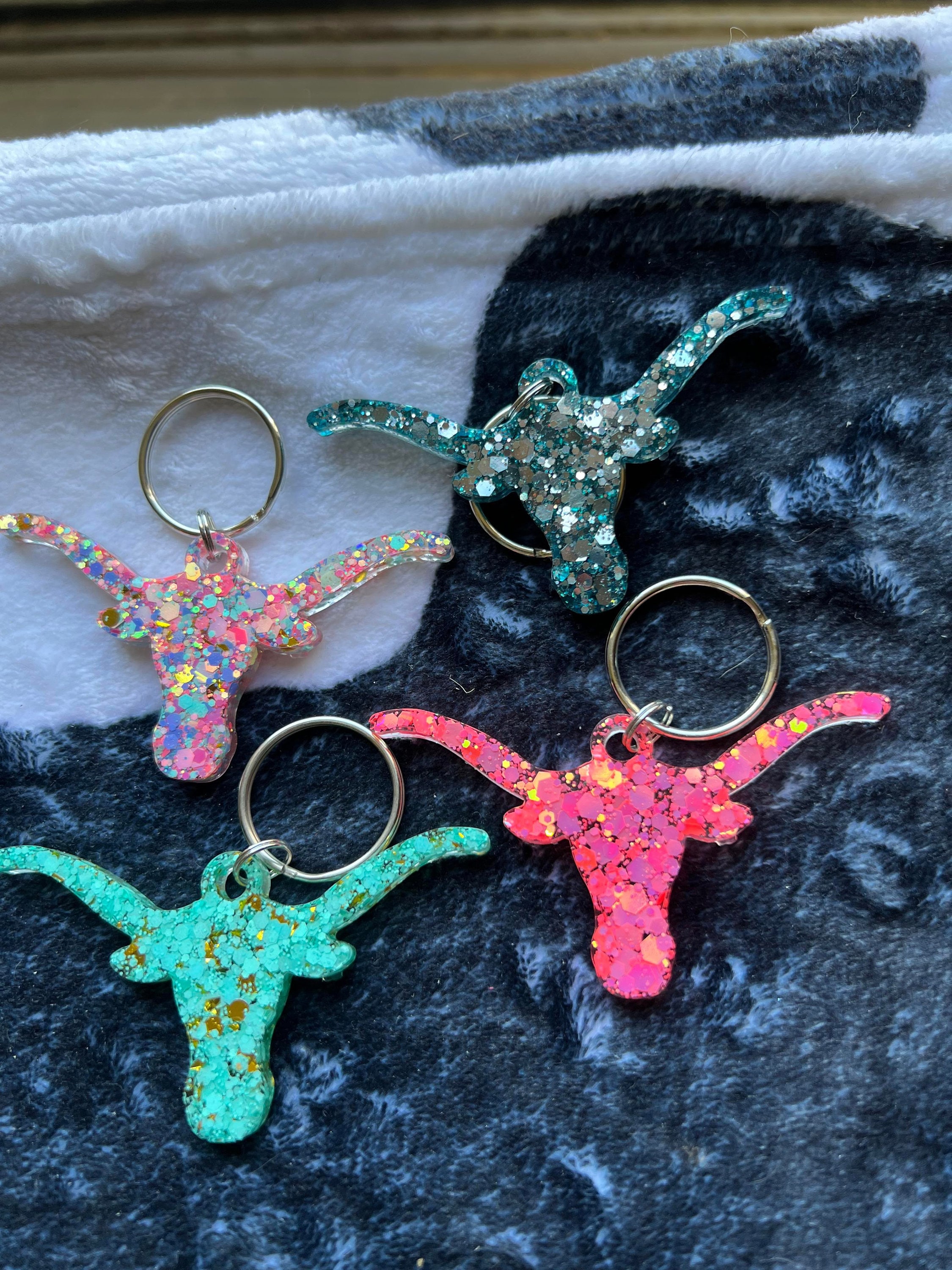 Longhorn Keychain-chunky Glitter - Etsy