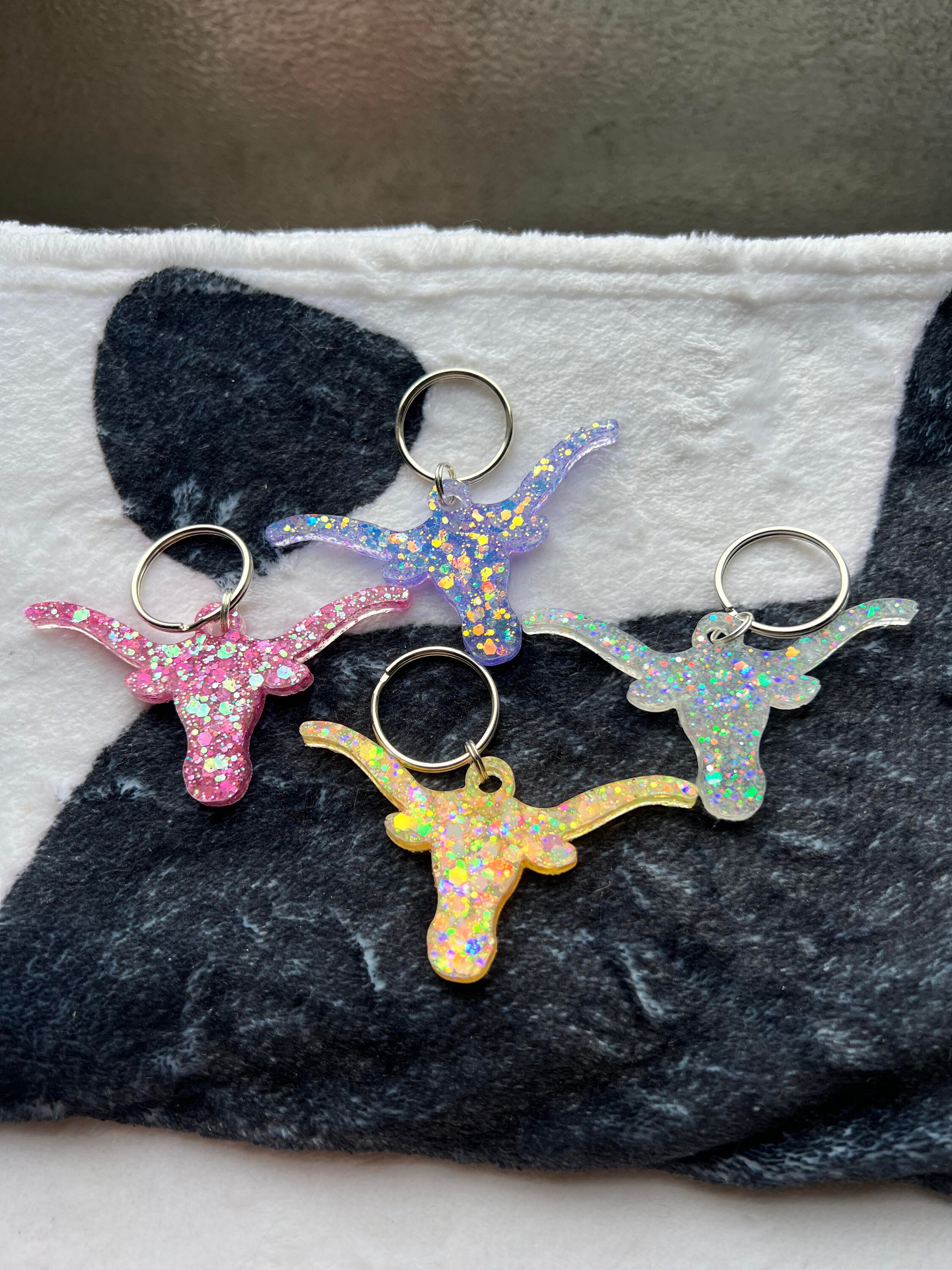 Longhorn Keychain-chunky Glitter - Etsy