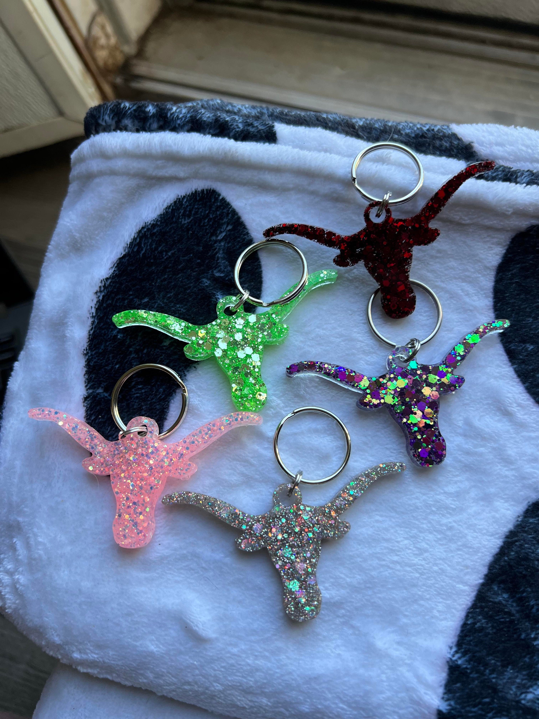 Longhorn Keychain-chunky Glitter - Etsy