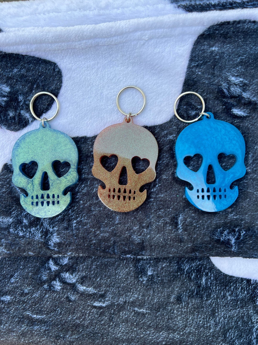 Skull Keychain-mica Powder - Etsy