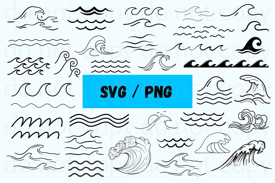 Ocean SVG Bundle, Beach Wave Vector Graphics, Sea Water Cricut Files ...