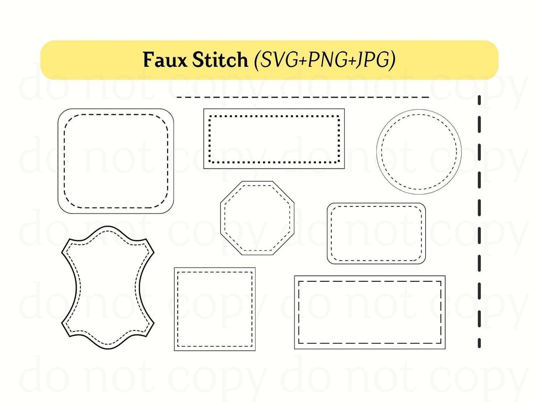 Leather Patch Svg Rectangle, Hat Patch SVG, Faux Stitch SVG, Blank ...