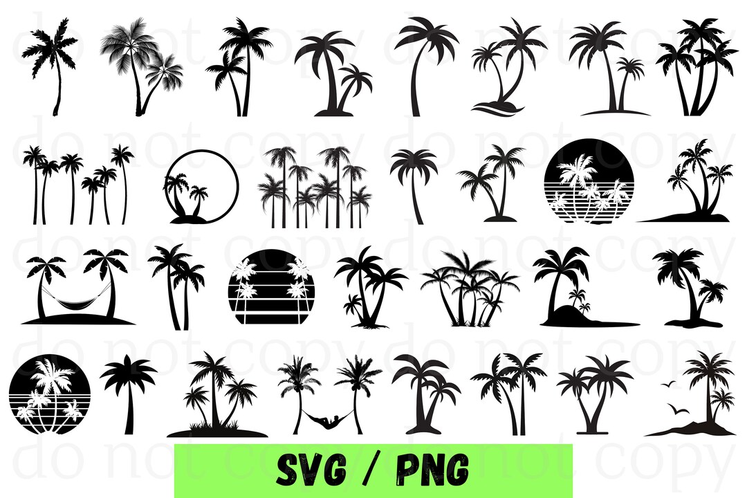 Palm Trees SVG Bundle / Sun and Beach Clipart / Ocean Vector Cut Files ...