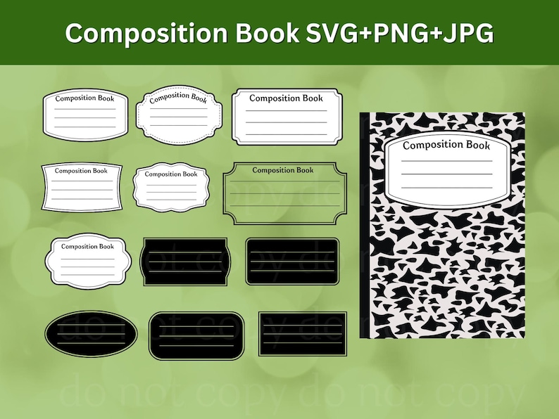Composition Book SVG Template - Notebook Cover & Label Pattern for ...