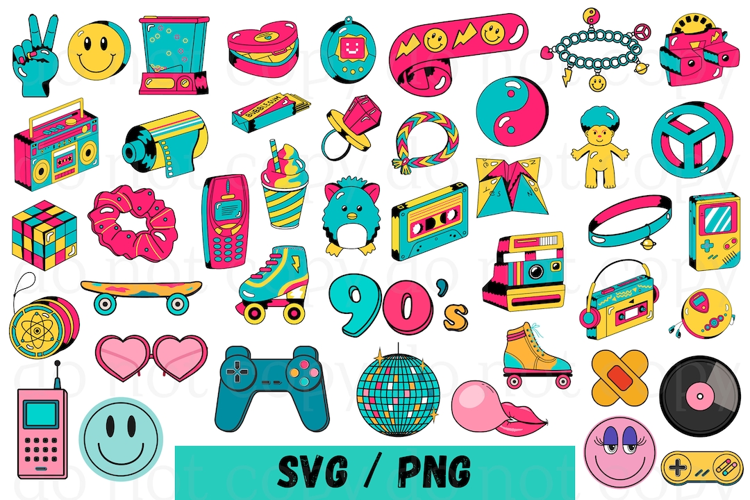 90s Clipart | 90s SVG | 90s PNG | 90s Bundle | 90s Design Digital Print ...