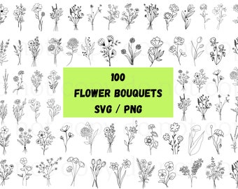 50 Flower Bouquet Svg Bundle, Bouquet Svg, Flower Svg, Flower Bouquet ...
