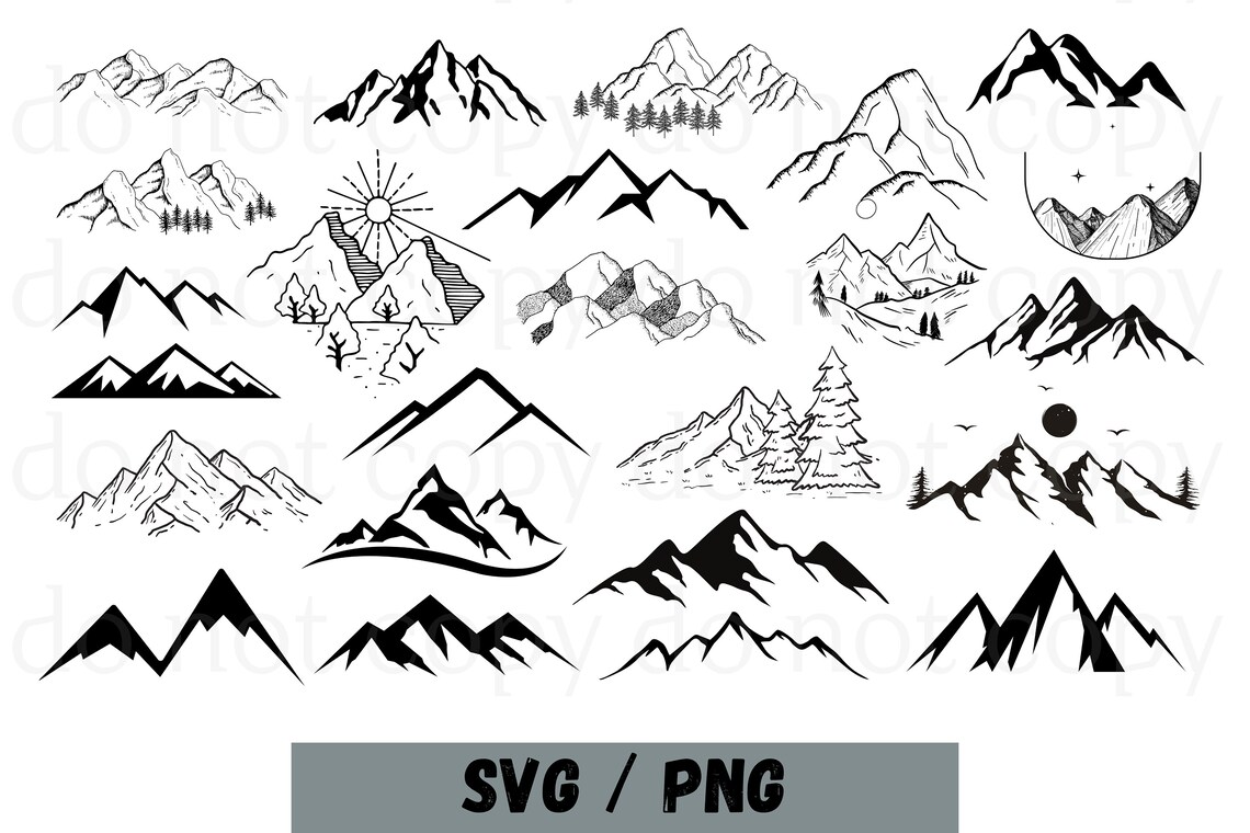 24 Mountain Svg Bundle, Mountain Svg, Nature Svg, Outdoor Svg ...