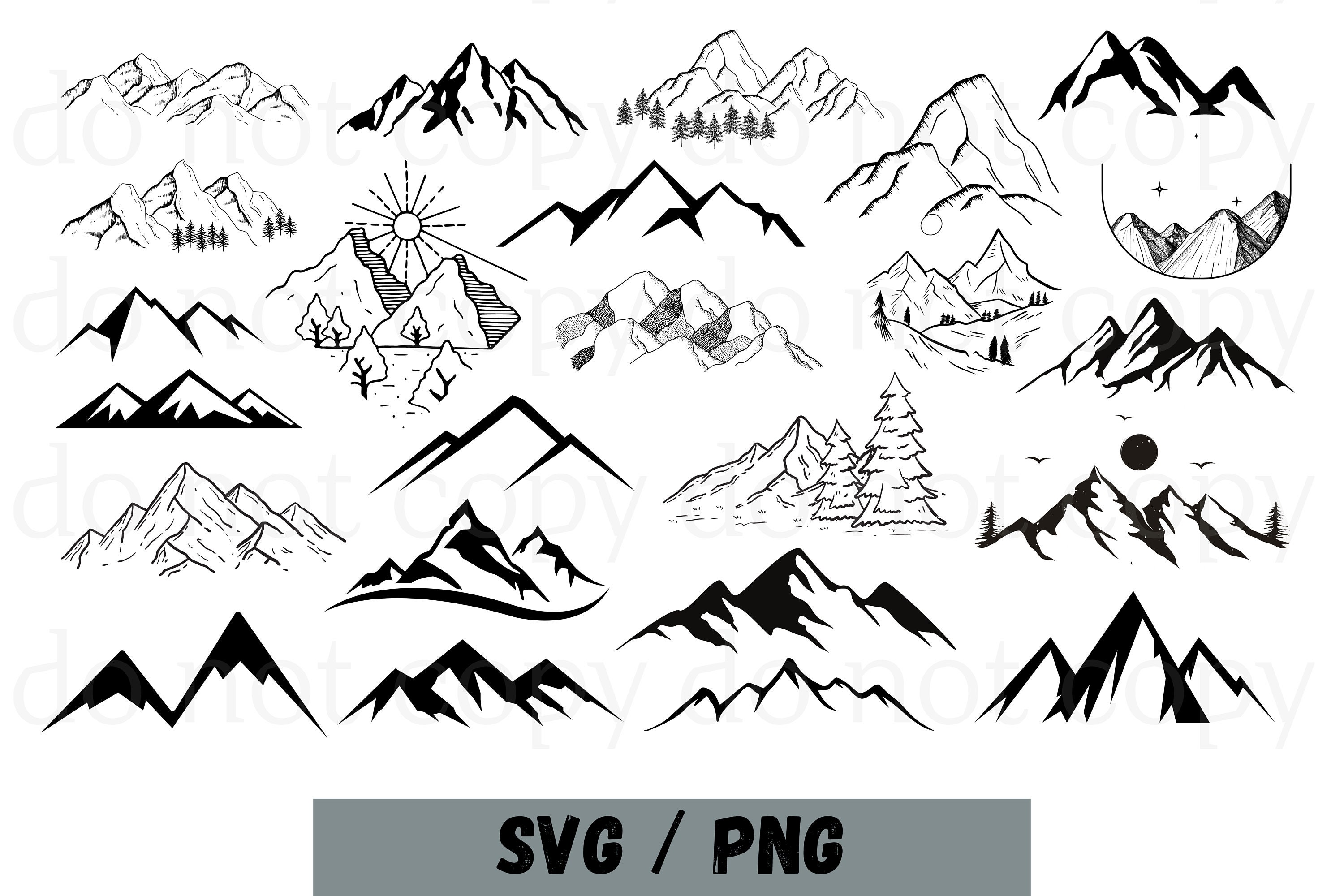 24 Mountain Svg Bundle, Mountain Svg, Nature Svg, Outdoor Svg ...