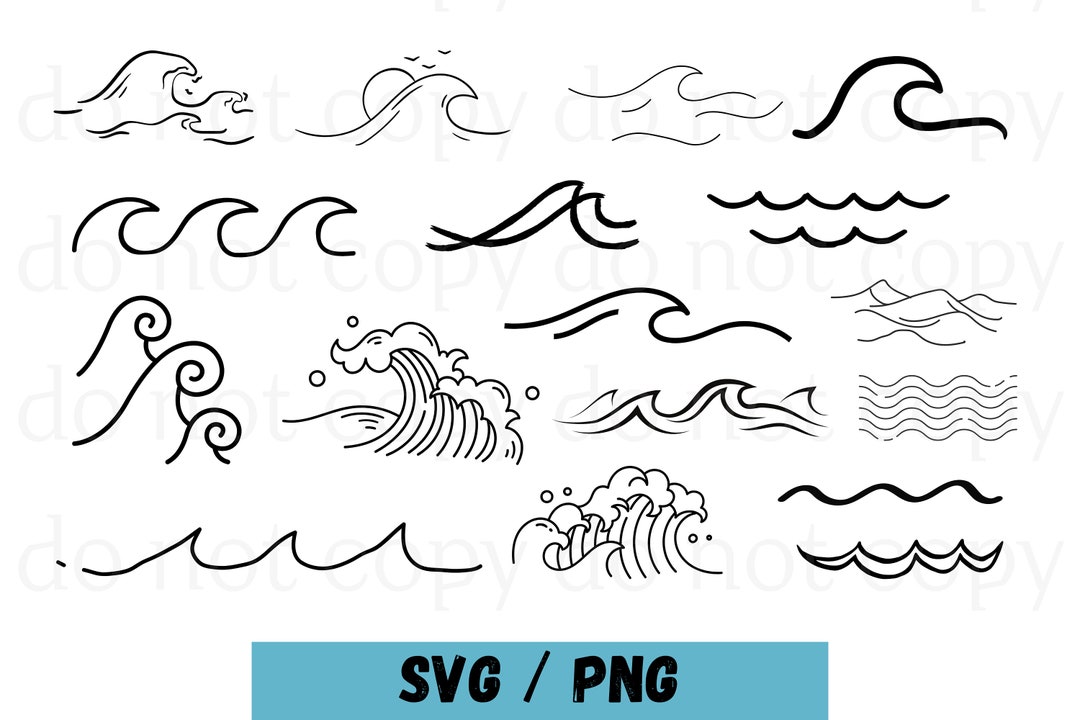 17 Svg, Png, Wave Svg Bundle, Wave Svg, Beach Svg, Ocean Svg, Water Svg, Svg Files for Cricut ...