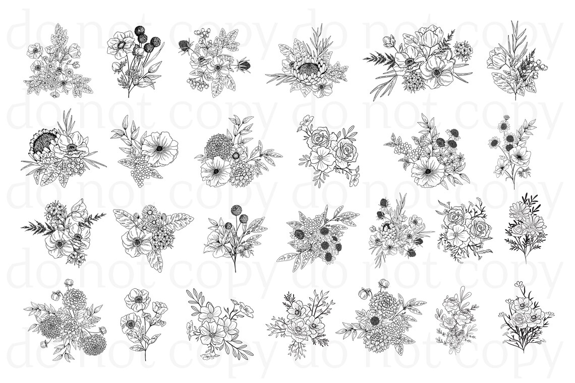 50 Flower Bouquet Svg Bundle, Bouquet Svg, Flower Svg, Flower Bouquet ...