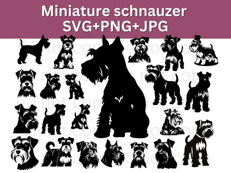 Miniature Schnauzer SVG Bundle, 100 Designs, Schnauzer Dog Clipart ...